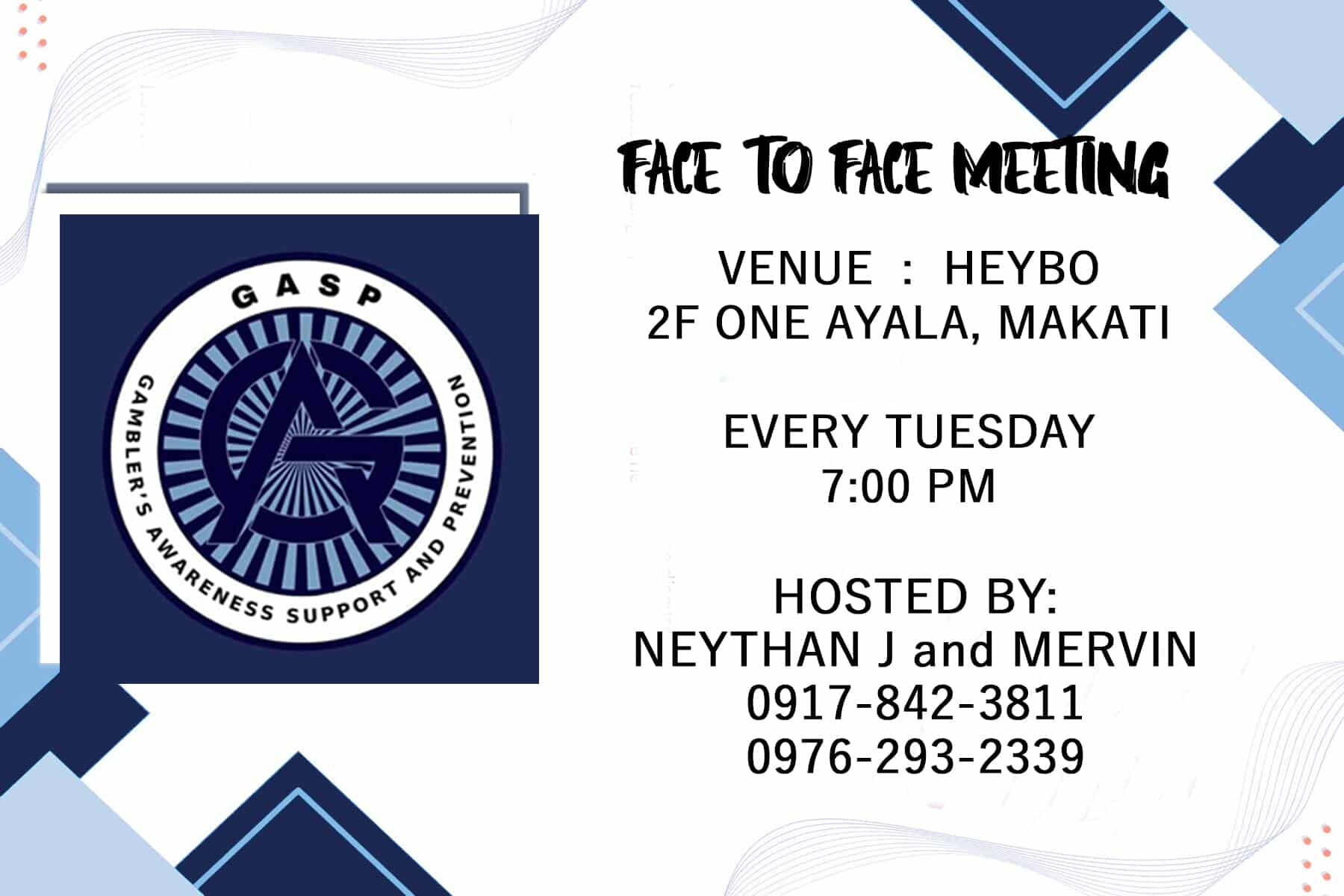 MEETINGS - GASP HOME GROUP - Gamblers Anonymous Pilipinas