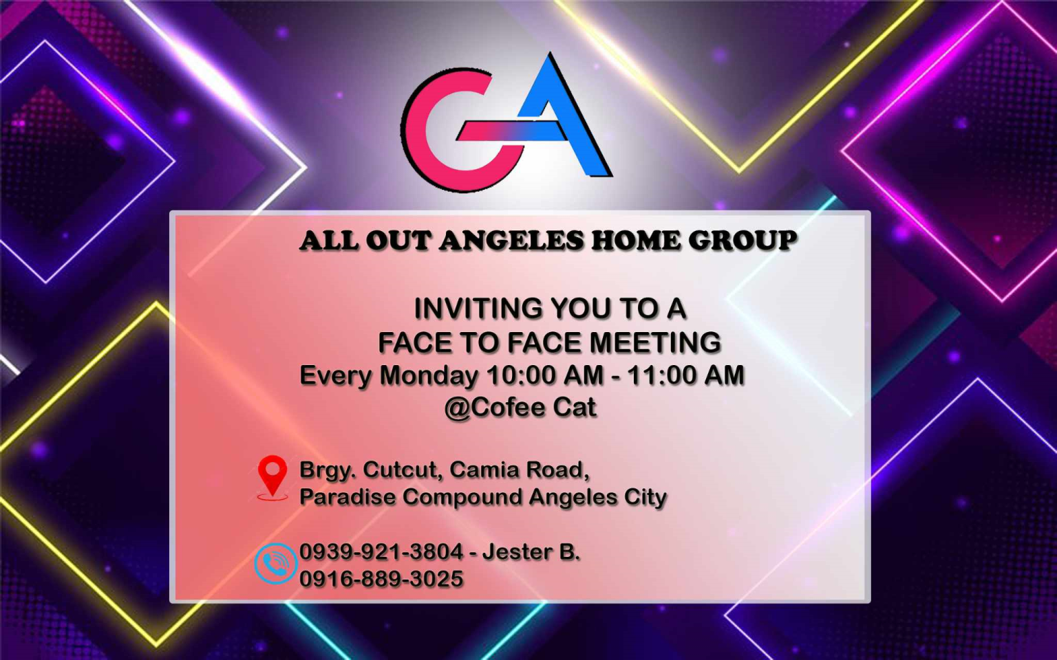 MEETINGS - ALL OUT ANGELES HOME GROUP - Gamblers Anonymous Pilipinas